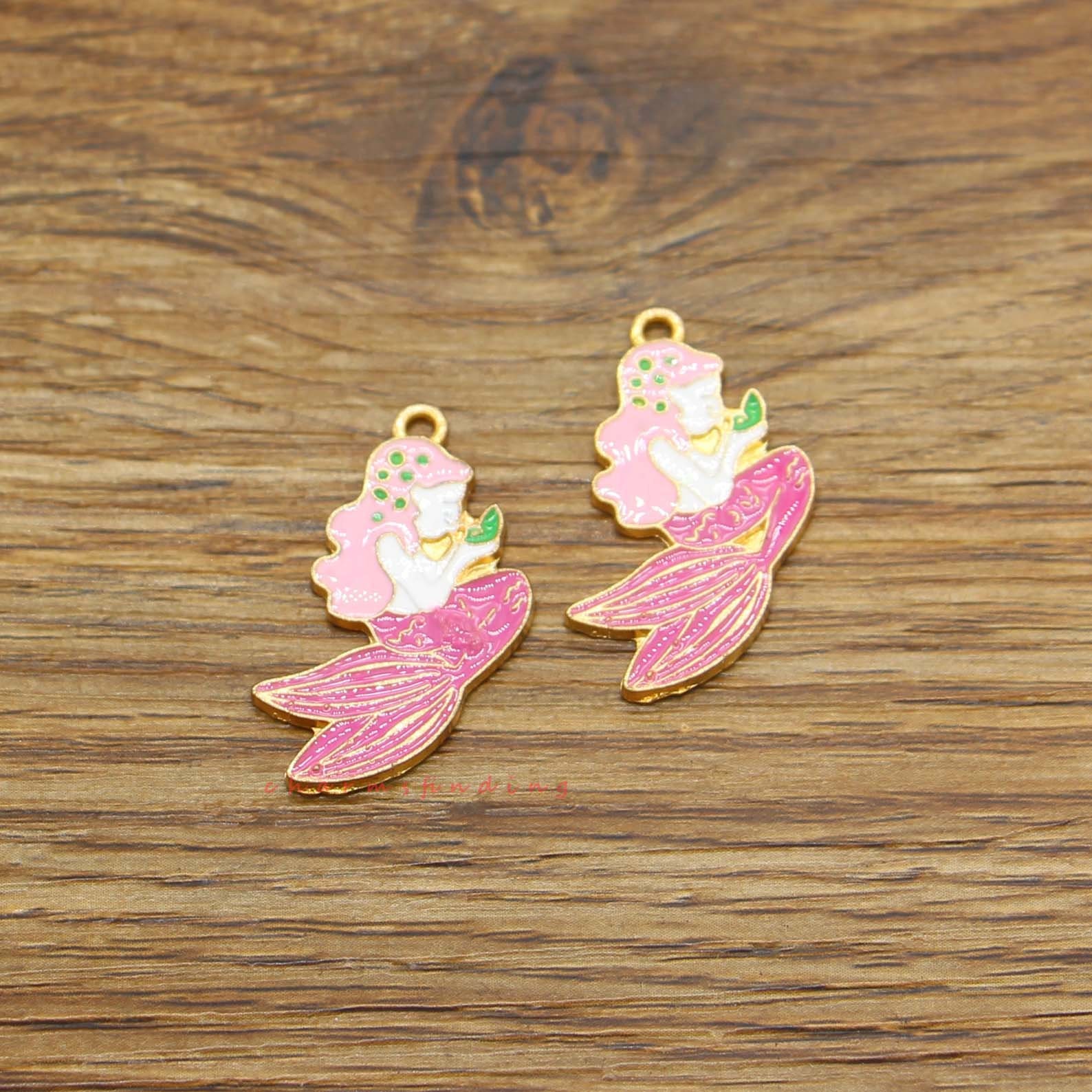 10pcs Mermaid Charms Ocean Charms Gold Plated Tone Enamel | Etsy