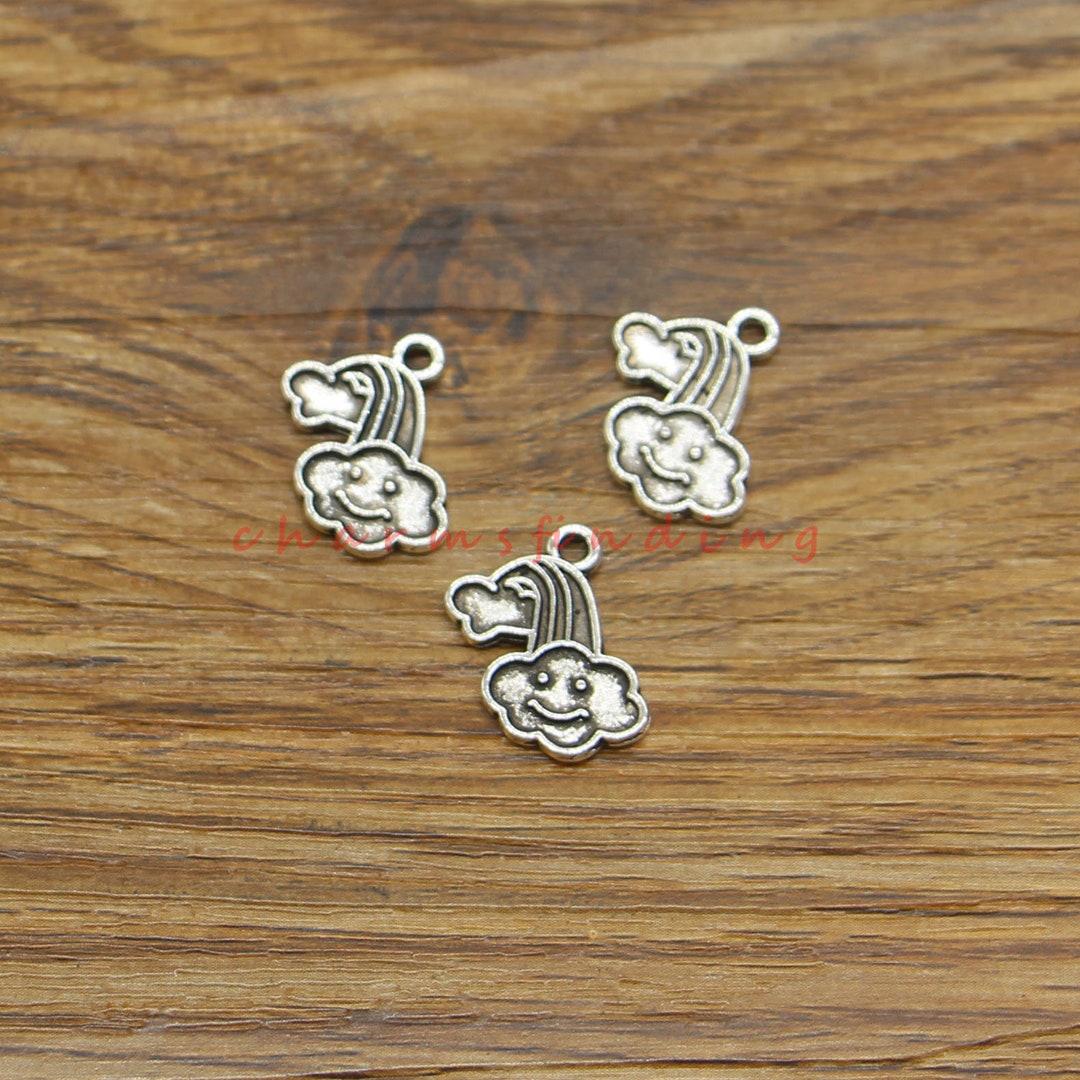 50pcs Rainbow Cloud Charms Weather Charms Antique Silver Tone 11x17mm ...