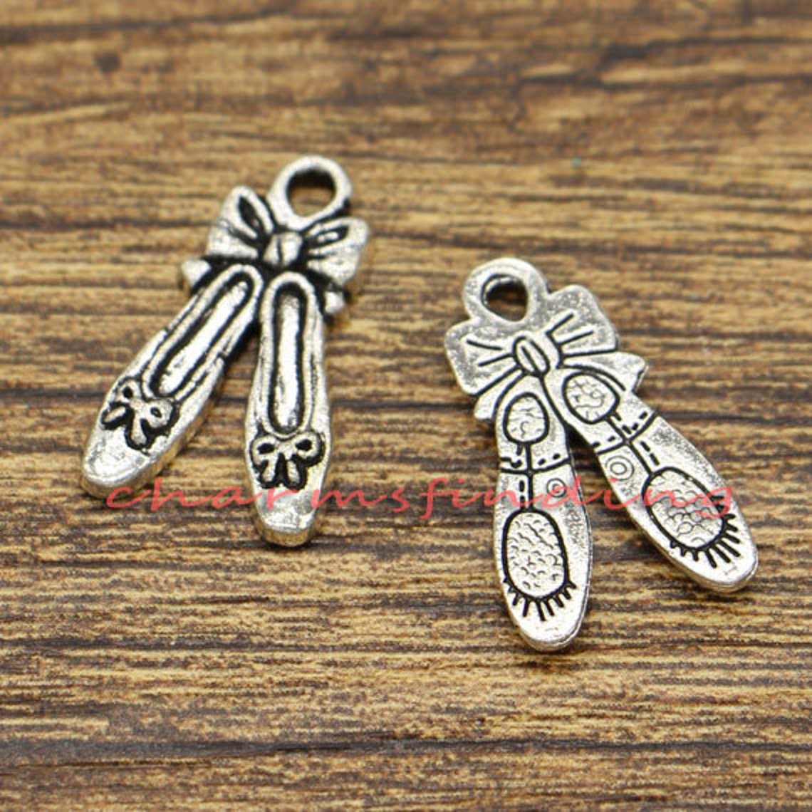 20pcs Ballet Slipper Charms Shoe Charms Antique Silver Tone - Etsy