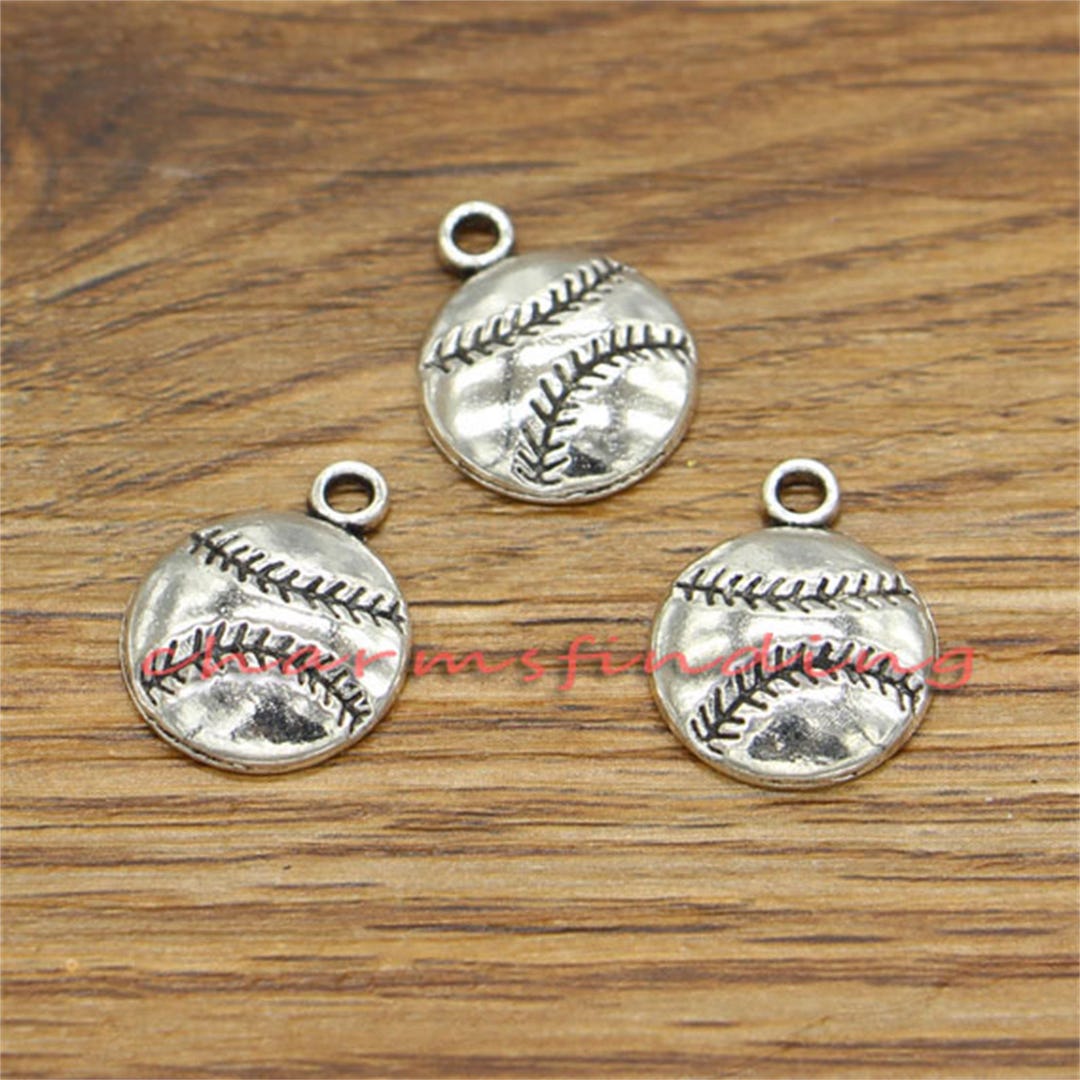 20pcs Baseball Charms Ball Charms Sports Charms 2 Sided Antique Silver ...