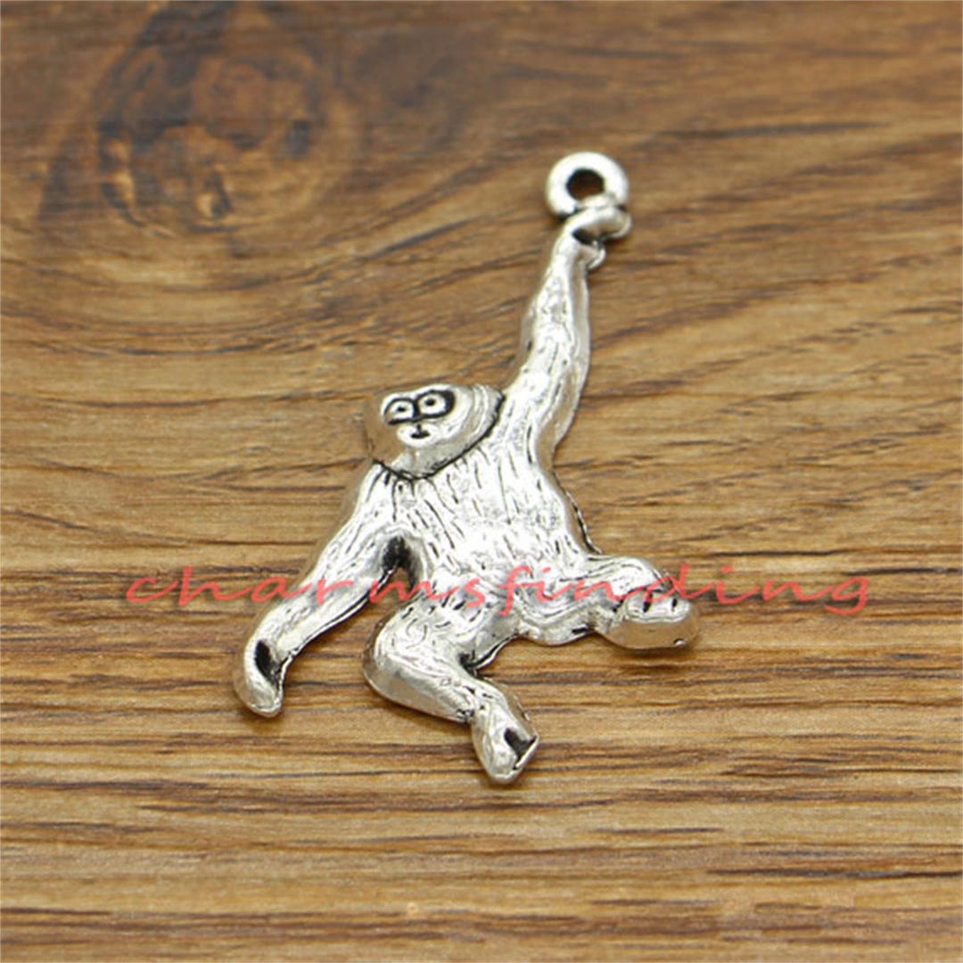 15 Monkey Charms Chimp or Ape Antique Silver Tone 33x35mm Cf2263 - Etsy