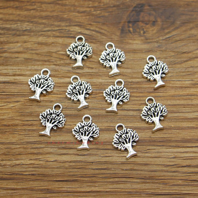 50pcs Tree Charms Bulk Charms Antique Silver Tone Charm - Etsy