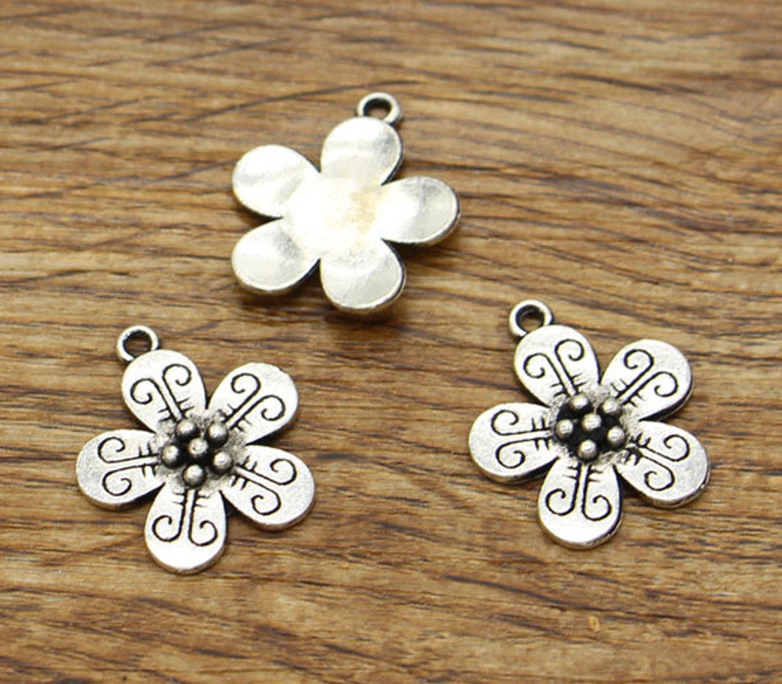 30pcs Flower Flowers Charms Garden Charms Antique Silver Tone | Etsy