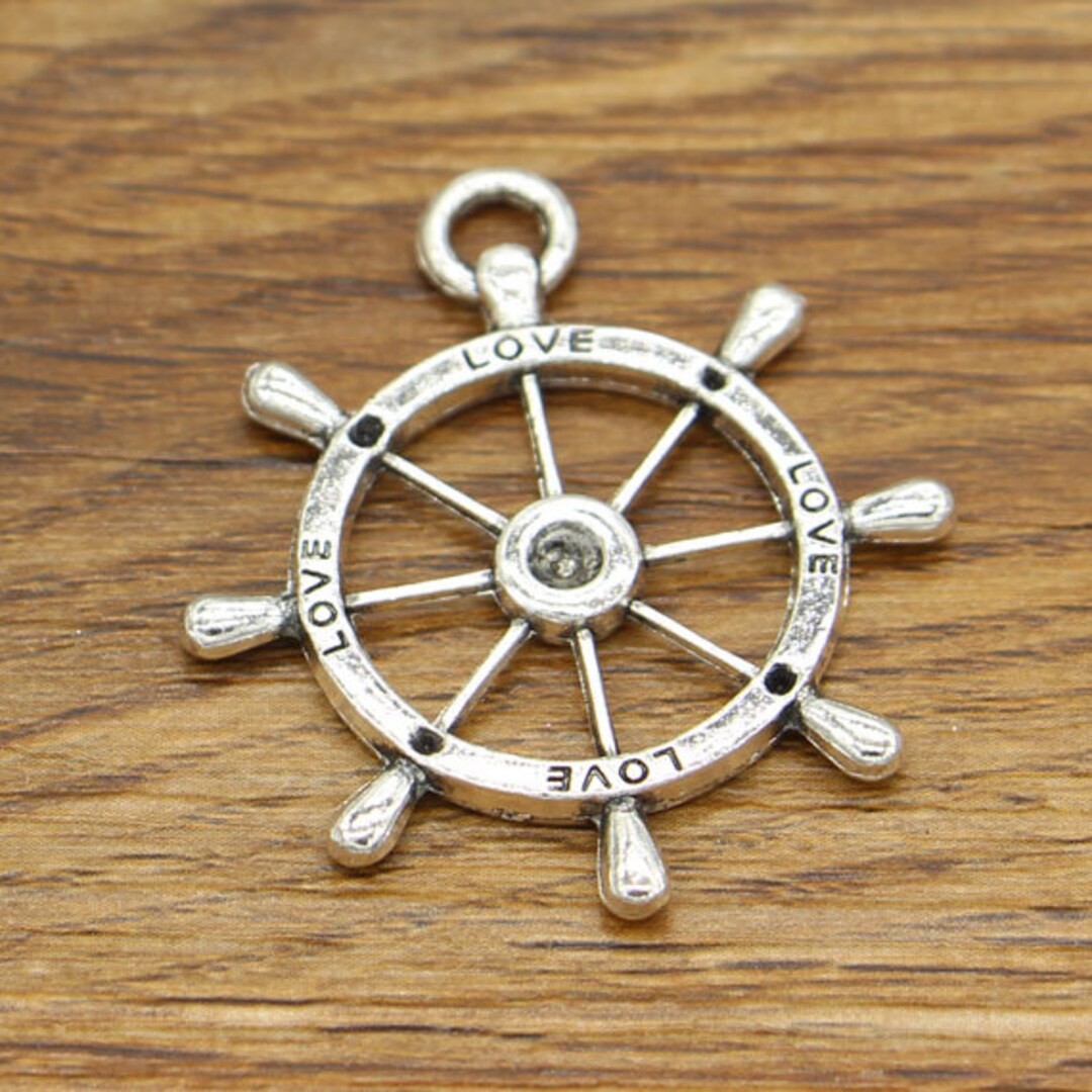 10pcs Helm Charms Ships Wheel Charms Love Charm Antique Silver - Etsy