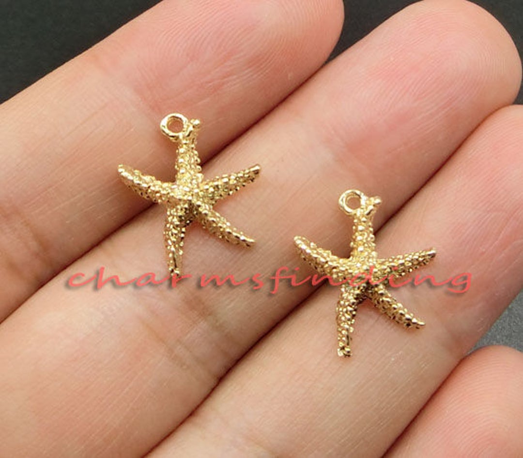 20pcs Starfish Charms Beach Sea Charms Gold Plated Tone 14x16mm Cf0263 ...