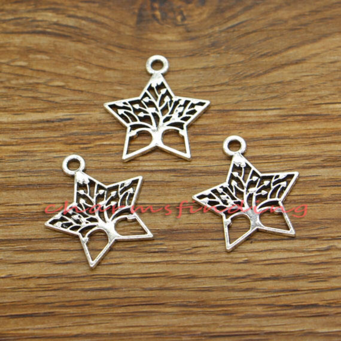 30pcs Star Charms Tree Charms Antique Silver Tone Double Sided - Etsy