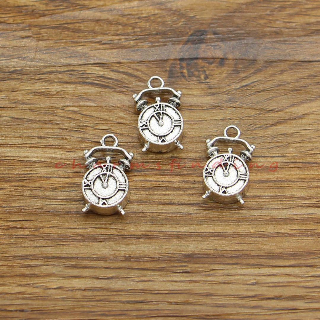 15pcs Alarm Clock Charms Time Charms Antique Silver Tone 12x20mm Cf4172 ...