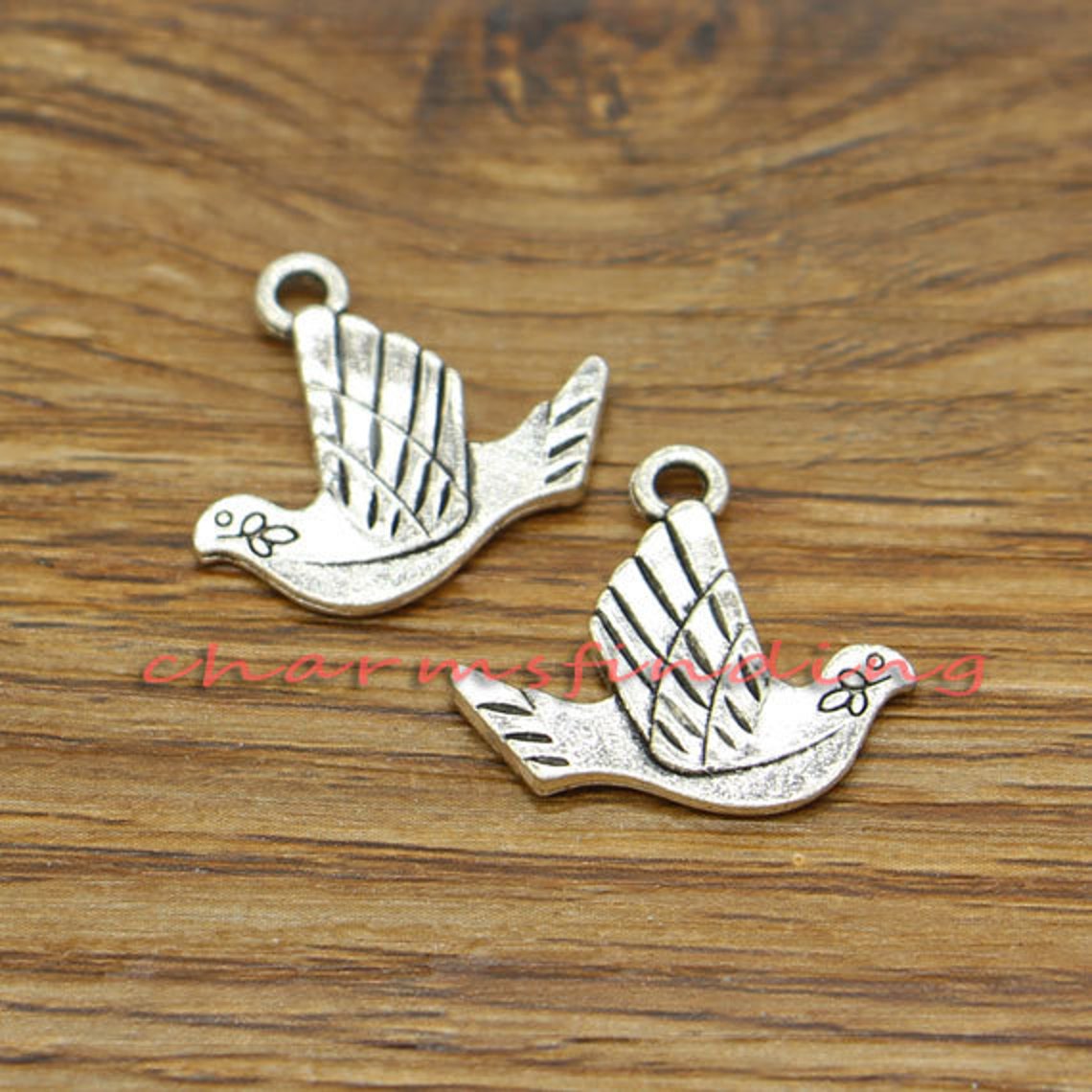 30pcs Peace Dove Charms Two Sided Bird Charm Antique Silver | Etsy