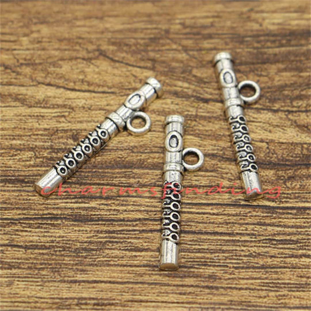 30pcs Flute Charms Music Charms Antique Silver Tone 7x29mm Cf1588 - Etsy