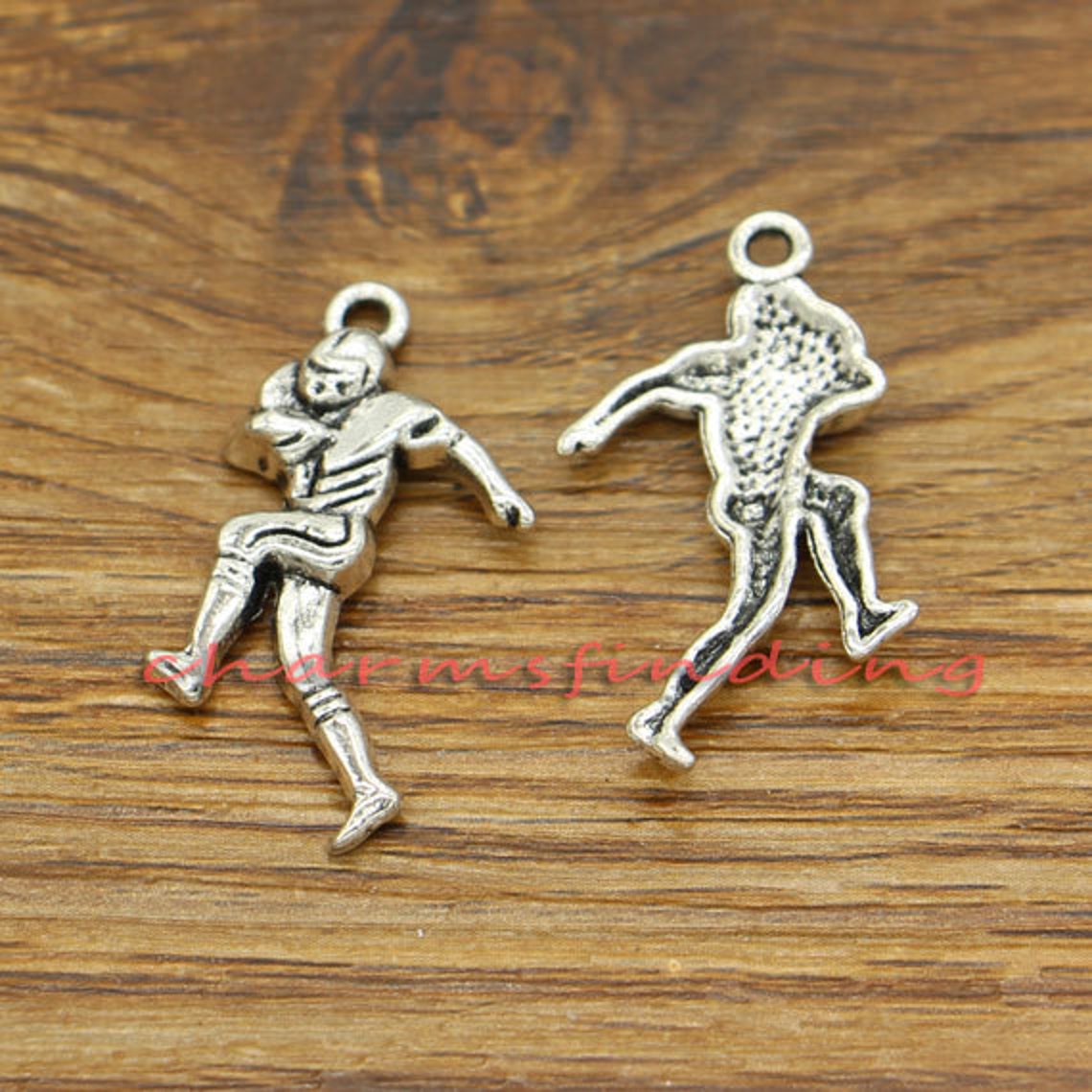 20pcs Football Player Charms Sports Charm Antique Silver Tone - Etsy