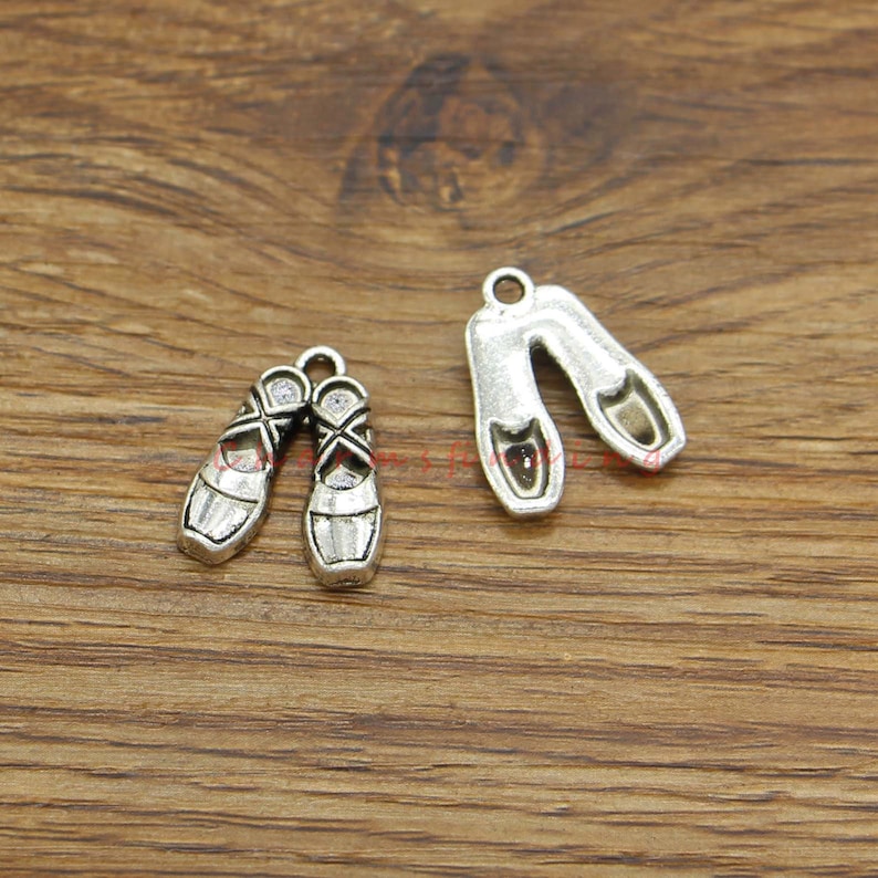 15pcs Ballet Slipper Charms Shoe Charms Antique Silver Tone - Etsy