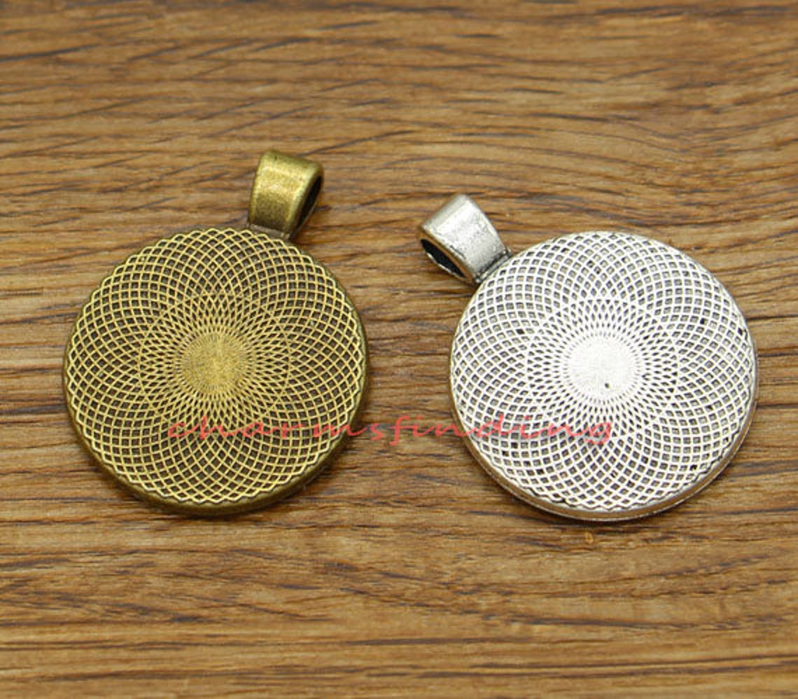 10pcs Round Blank Bezel Setting Pendant Antique Silver Tone | Etsy