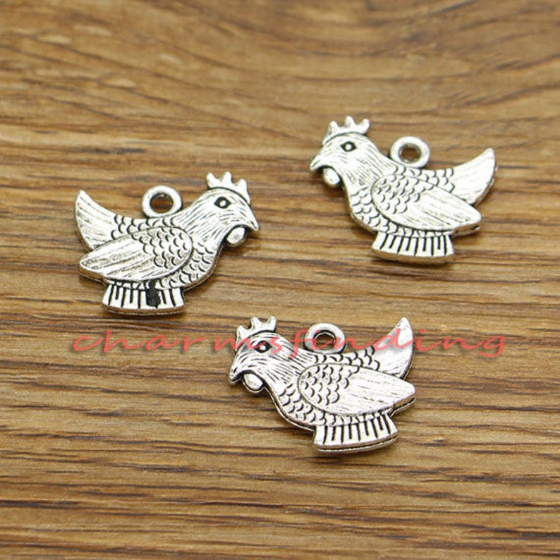15pcs Chicken Charms Hen Charms Antique Silver Tone 20x15mm - Etsy