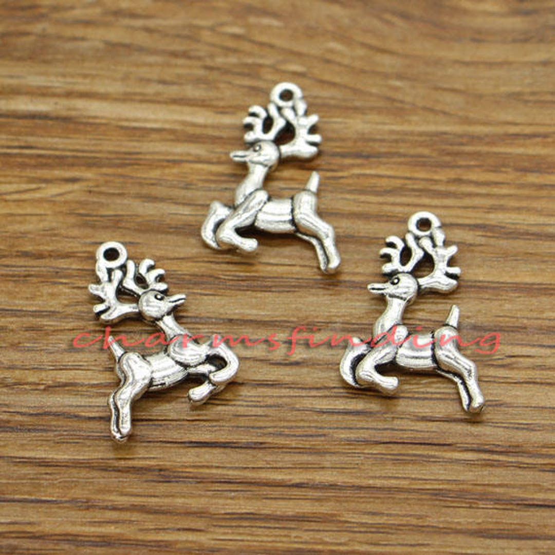 20pcs Reindeer Deer Charms Christmas Charms Antique Silver Tone 16x23mm ...