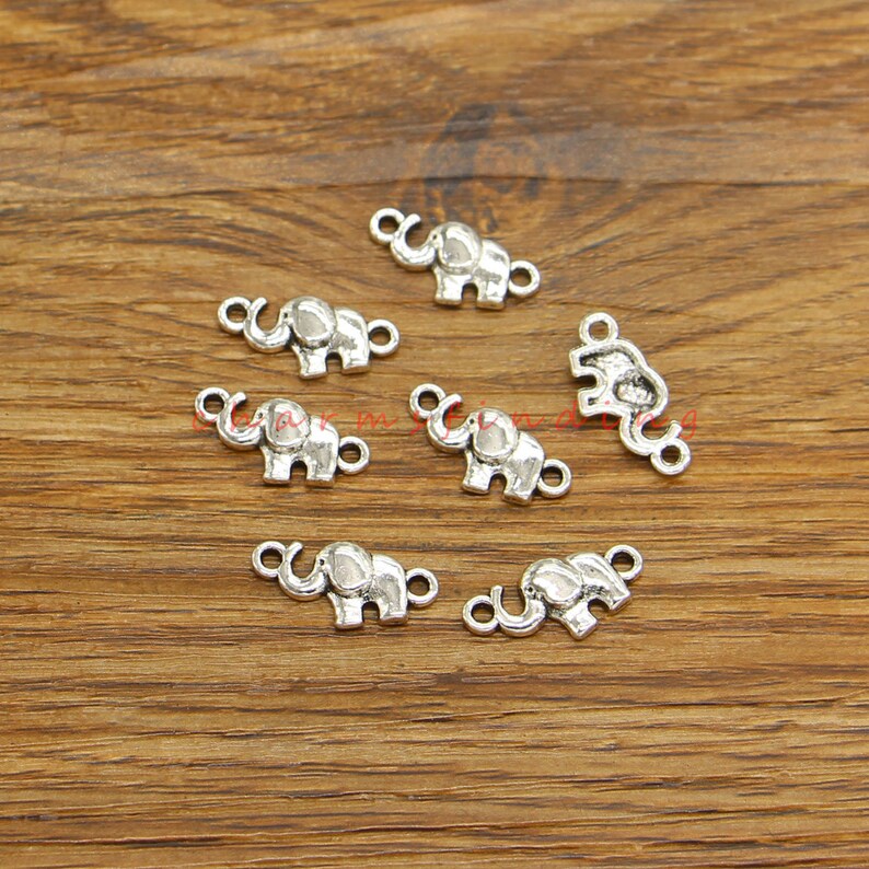 50pcs Small Baby Elephant Connector Charms Bulk Animal Connectors Links ...