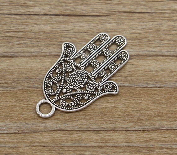 10pcs Hamsa Hand Charms Hand of Fatima Charms 2 Sided Antique - Etsy