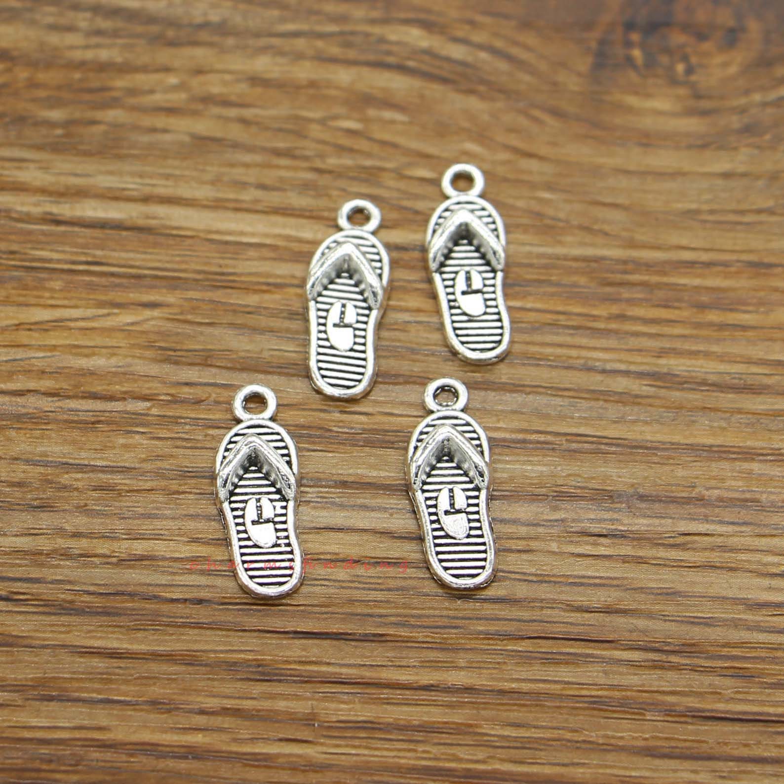 30pcs Flip Flop Charms Slipper Charms Antique Silver Tone - Etsy
