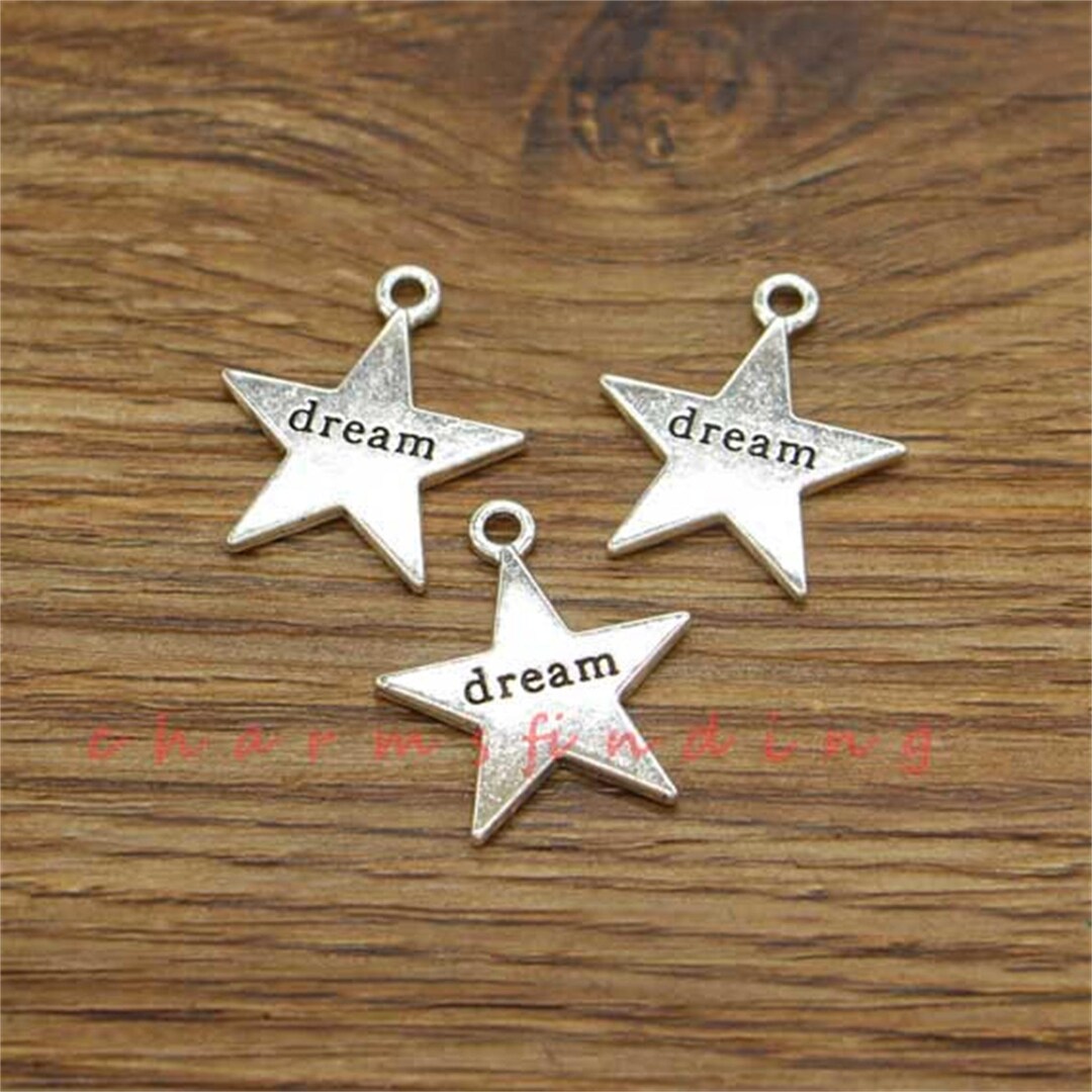 20pcs Dream Charms Dream Star Charms Antique Silver Tone 2 Sided ...
