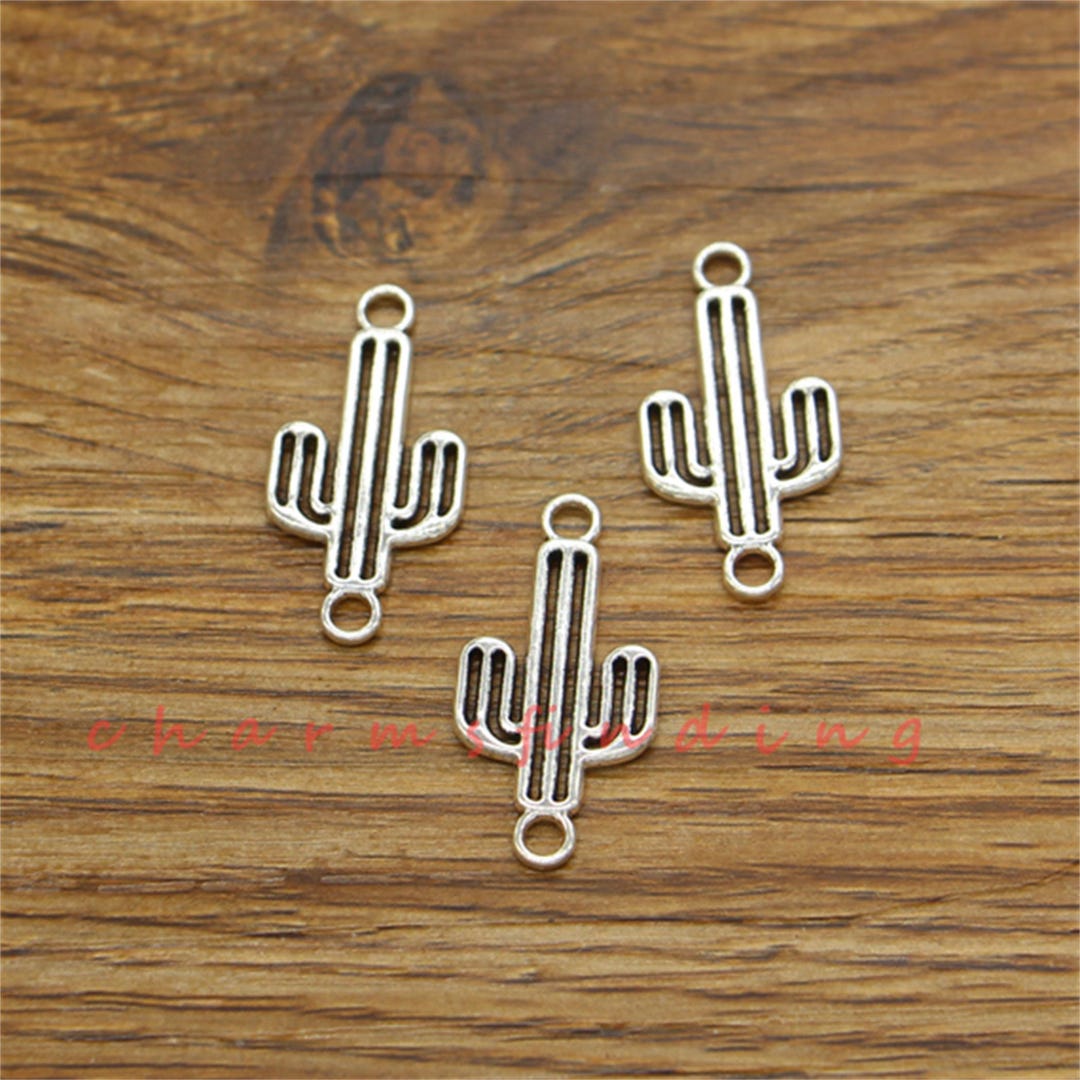 30 breloques cactus Jamaïque cactus ton argent antique 27 x 13 mm ...