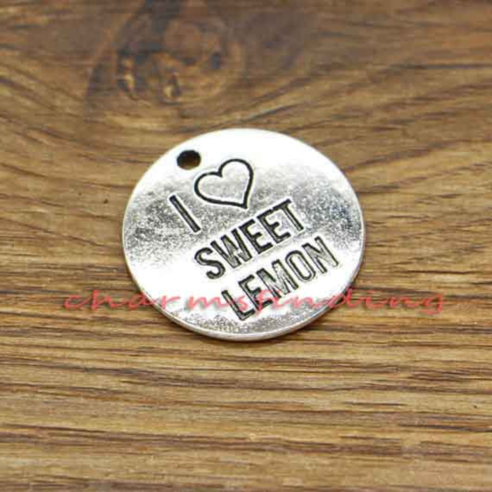 10pcs I Love Sweet Lemon Charms Fruit Charm Word Charm Double Sided ...