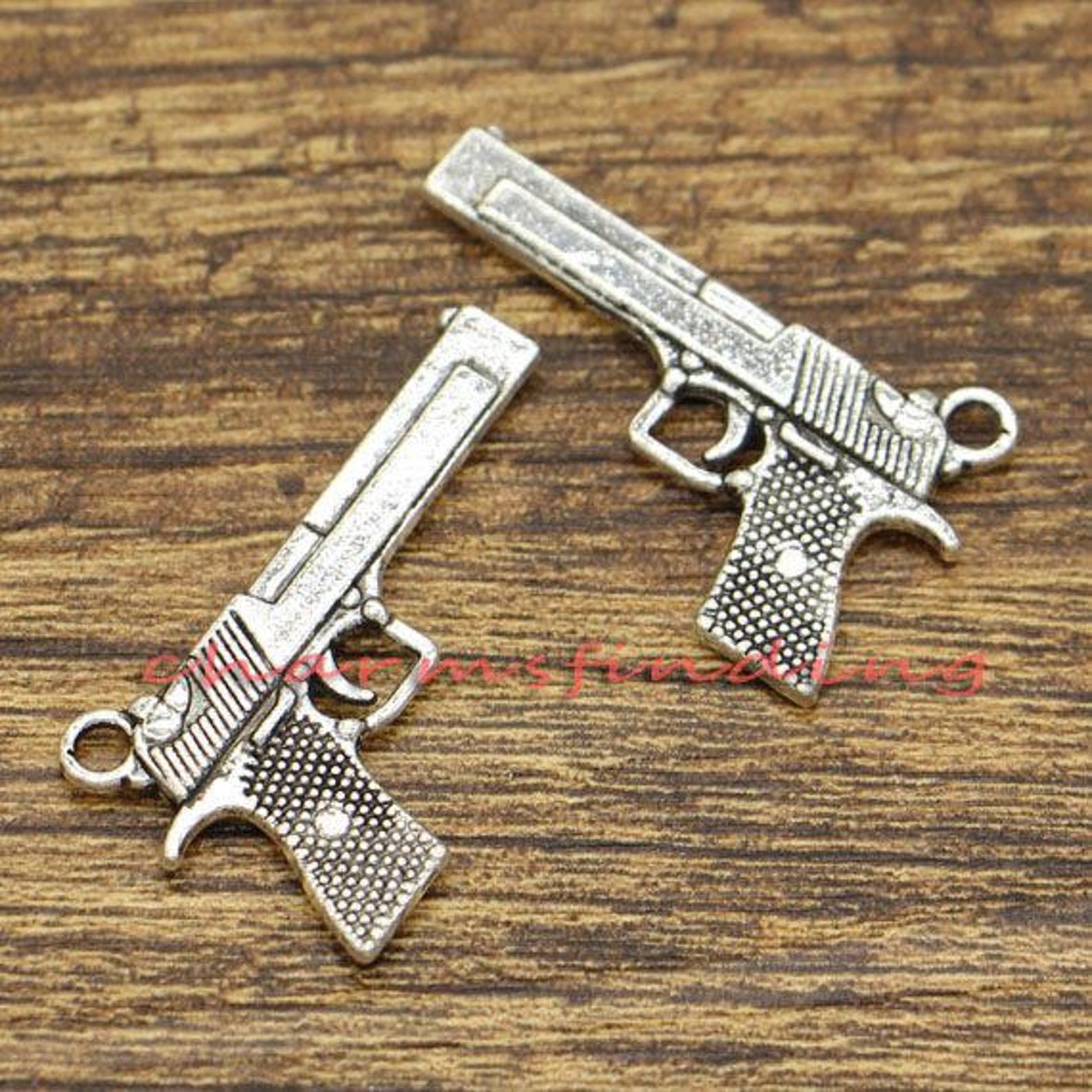 10pcs Large Gun Charms Toy Charms Antique Silver Tone 35x20mm - Etsy