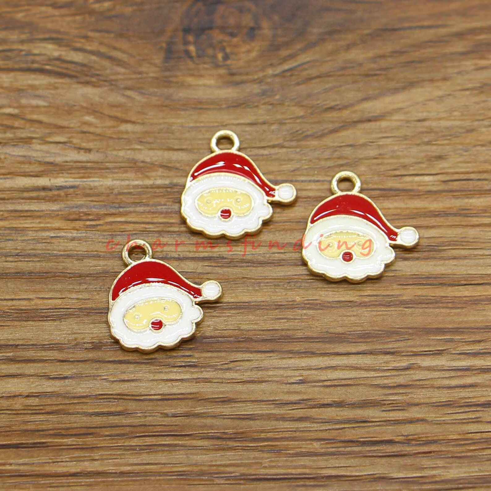 10pcs Santa Charms Christmas Charms Gold Plated Enamel Charms 17x18mm ...