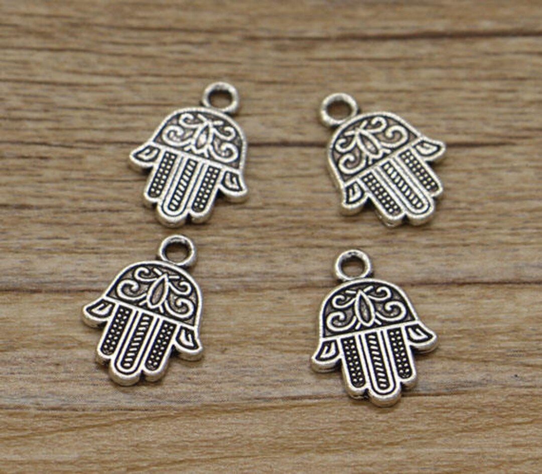 50pcs Hamsa Hand Charms Fatima Charms Antique Silver Tone 13x17mm ...