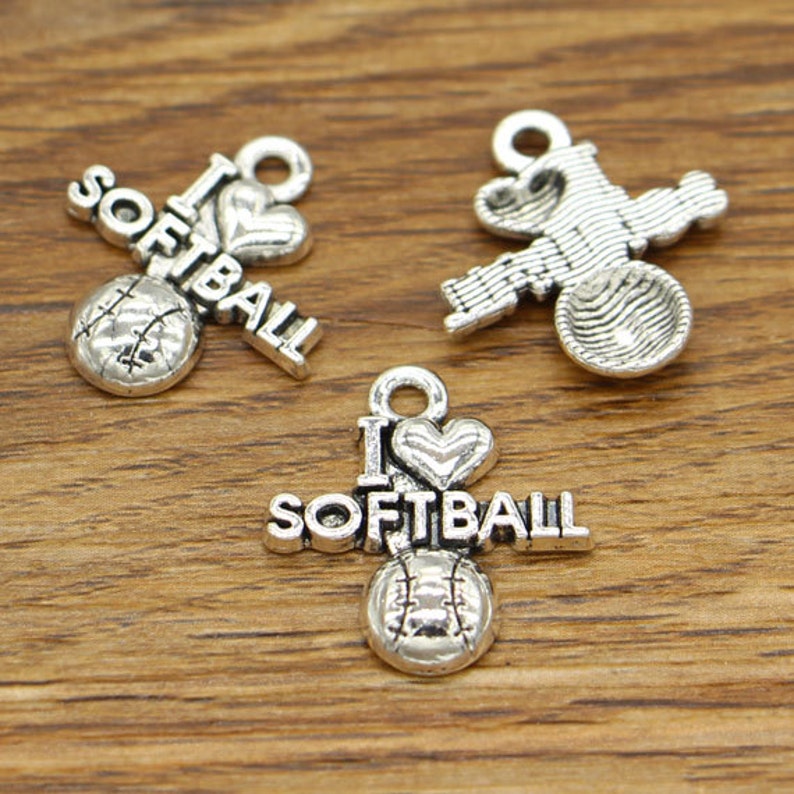 20pcs I Love Softball Charms Team Sports Charms Antique Silver - Etsy