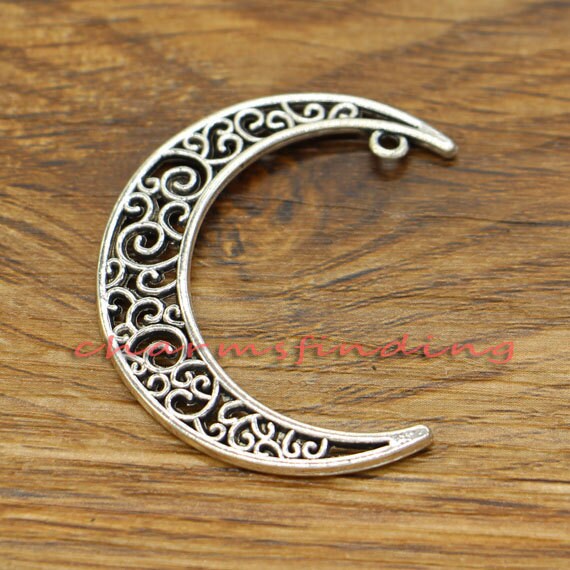 10pcs Crescent Moon Charms Connector or Dangle Charm Antique - Etsy
