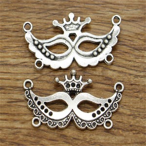 10pcs Large Mask Charms Masquerade Charms Antique Silver Tone 40x21mm ...