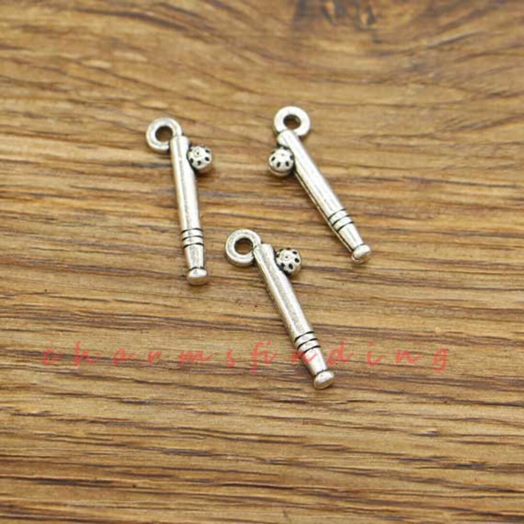 50pcs Baseball Bat Charms 2 Sided Play Ball Charms Antique - Etsy