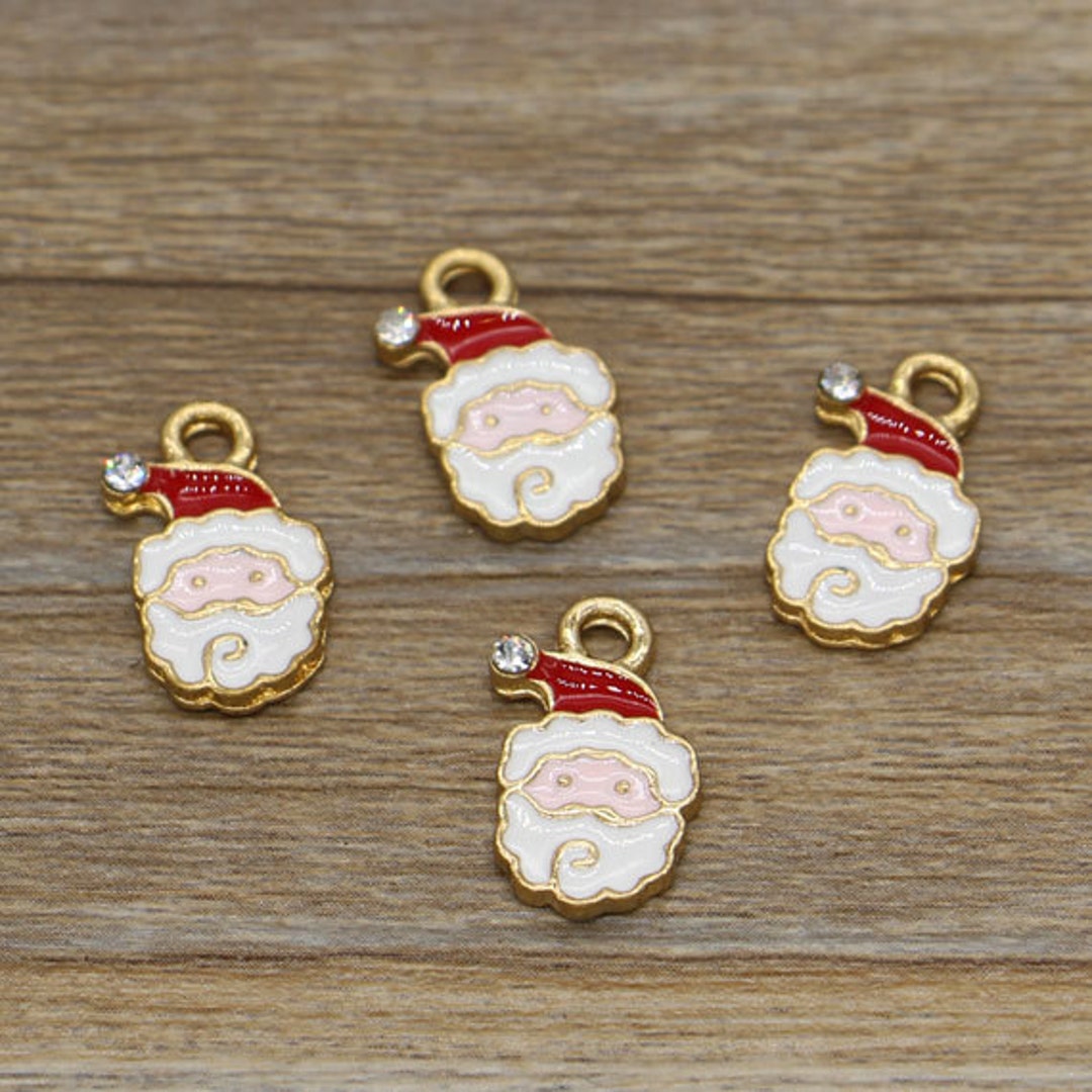 10pcs Santa Charms Christmas Charms Gold Plated Enamel Charms 14x21mm ...
