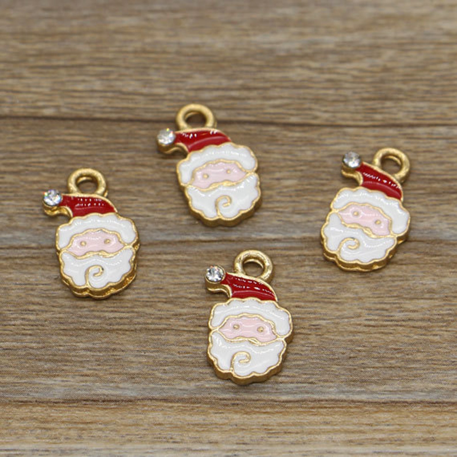 10pcs Santa Charms Christmas Charms Gold Plated Enamel Charms - Etsy