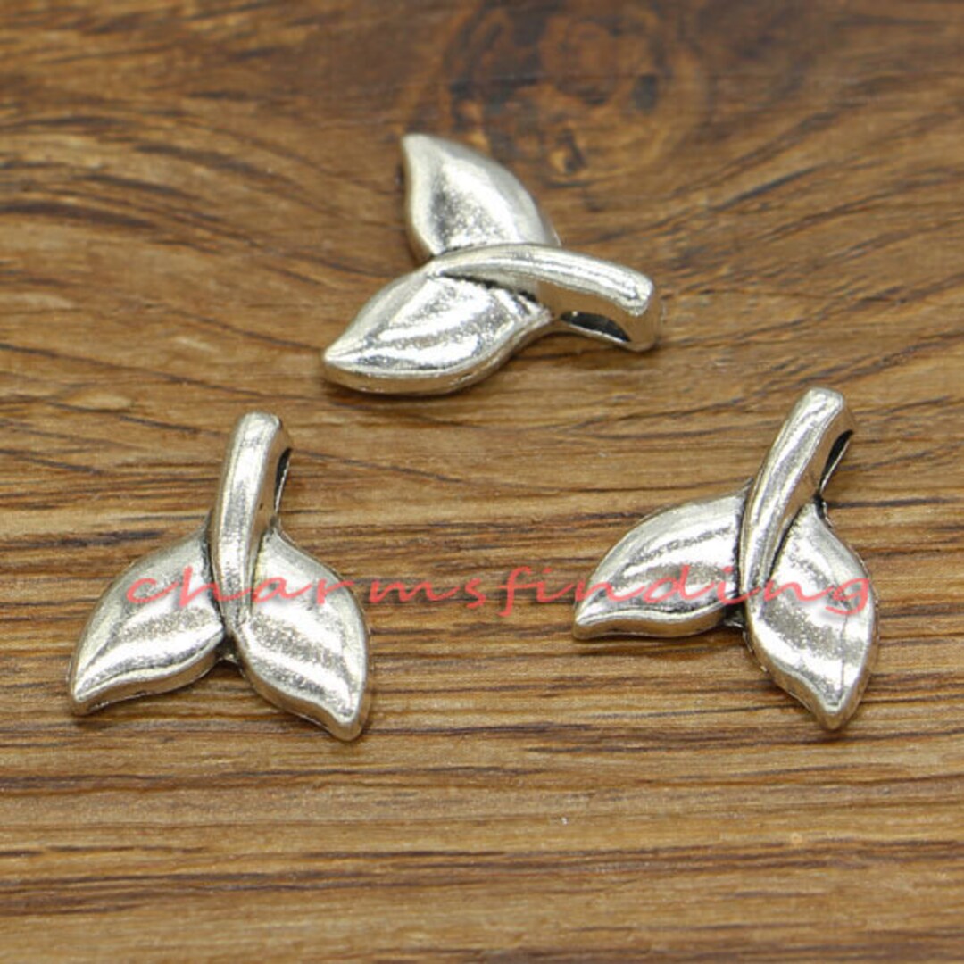 20pcs Fish Tail Fin Charms Whale Tale Charm Antique Silver Tone 16x15mm ...