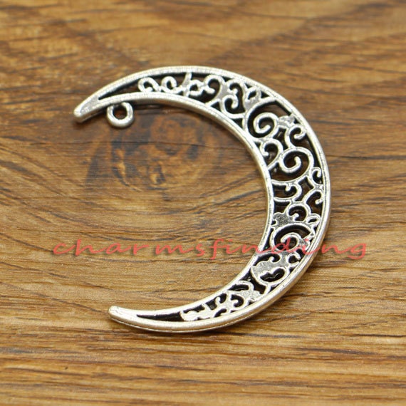 10pcs Crescent Moon Charms Connector or Dangle Charm Antique - Etsy