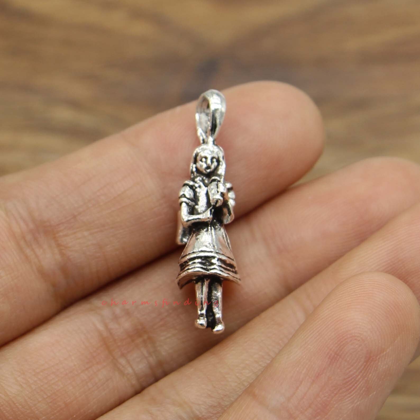 5pcs Girl Charms Student Charms 3D Charms Antique Silver Tone - Etsy