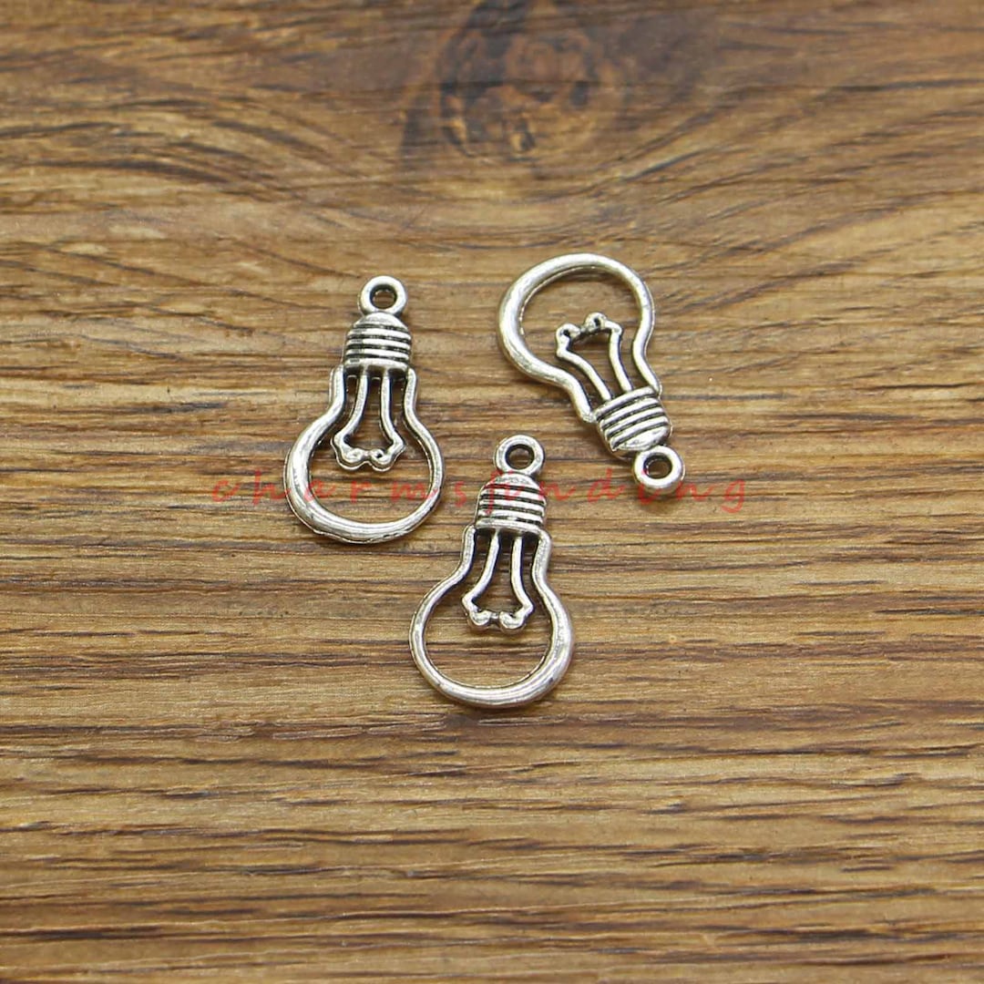 40pcs Light Bulb Charms Light Charms Antique Silver Tone 12x21mm Cf4261 ...