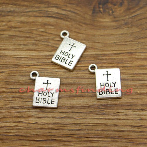 15pcs Holy Bible Charms Religious Charm Antique Silver Tone - Etsy
