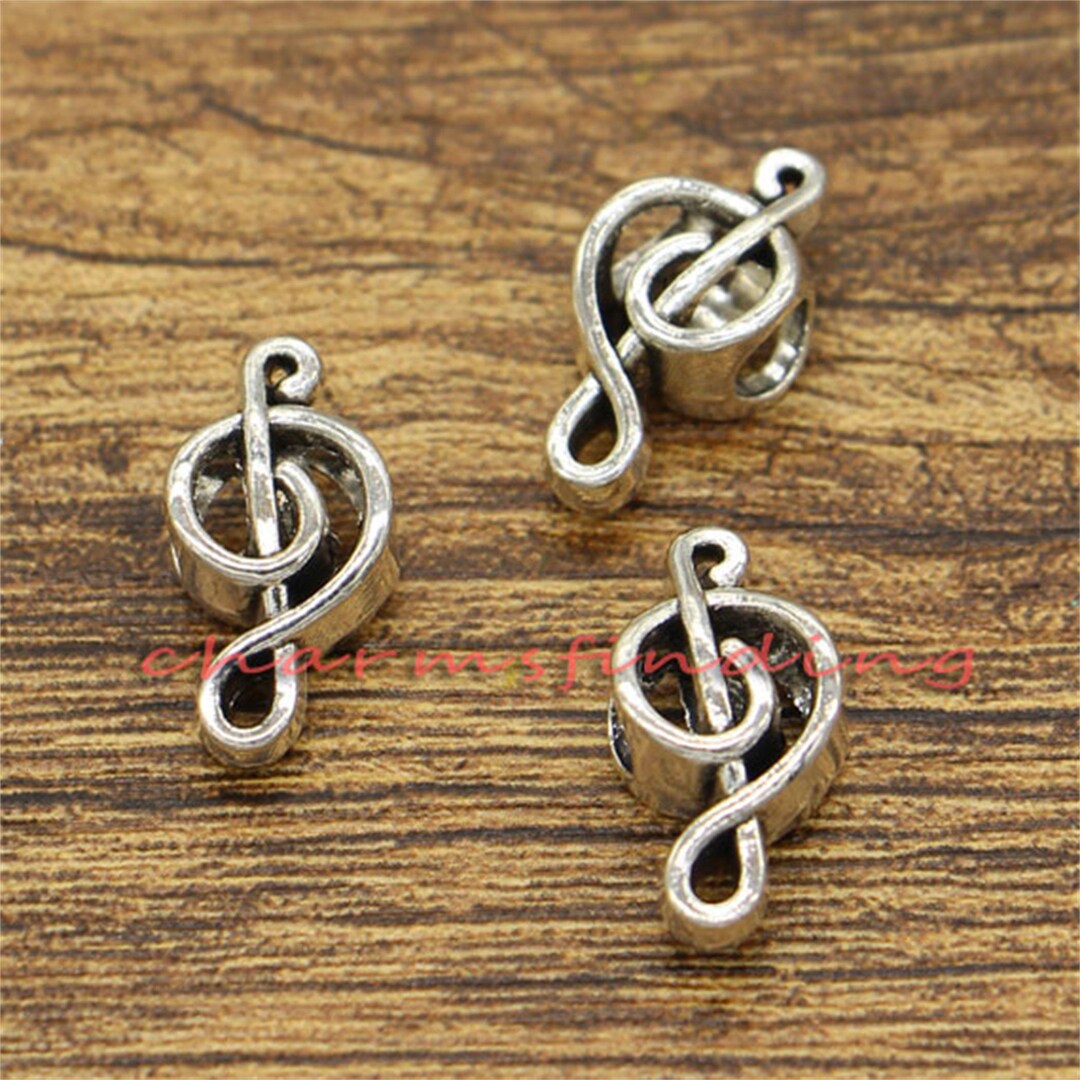 20pcs Treble Clef Beads Large European Bead Spacers Music Note Beads ...
