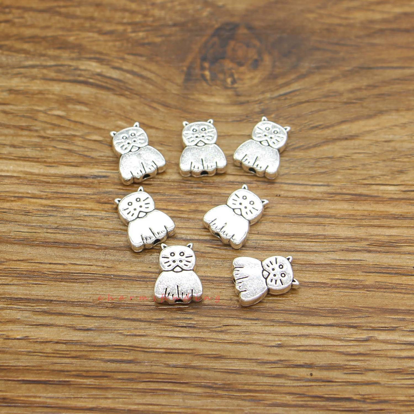 50pcs Small Mini Cat Feline Pet Beads Spacers Antique Silver | Etsy
