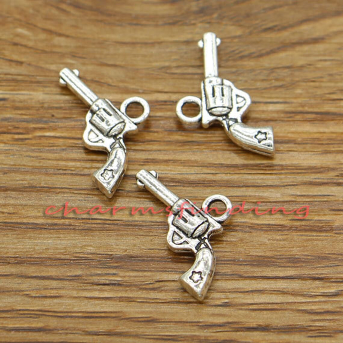 30pcs Gun Charms 2 Sided Revolver Hand Gun Charms Antique - Etsy
