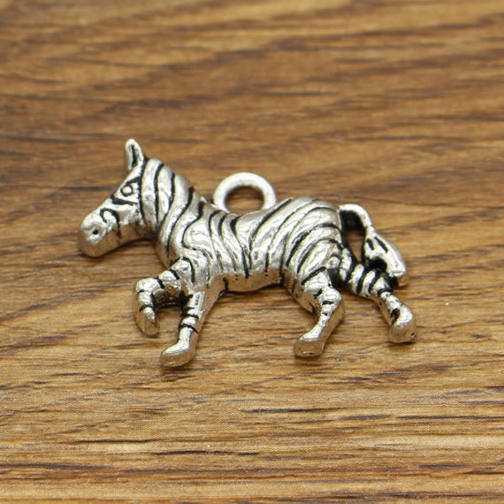 15pcs Zebra Charms Animal Charm Antique Silver Tone 30x20mm - Etsy