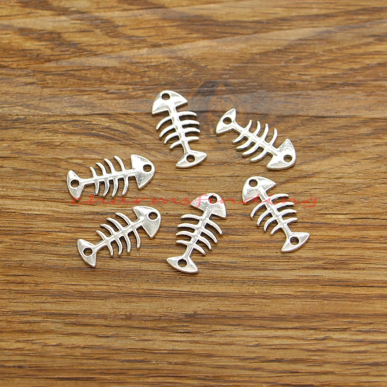 40pcs Fish Bone Connectors Charms Links Diy Jewelry Supplies Antique ...
