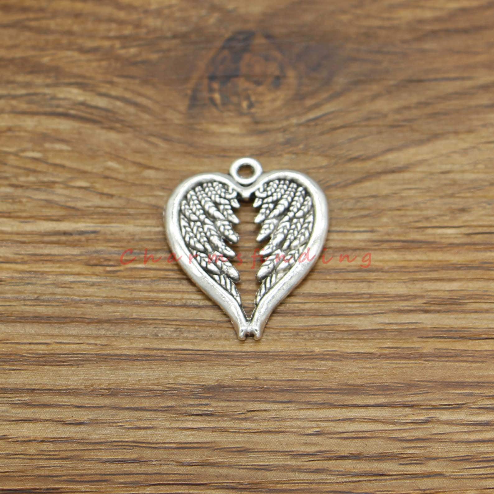 10pcs Angel Wing Heart Charm Antique Silver Tone 24x30mm Cf4049 - Etsy