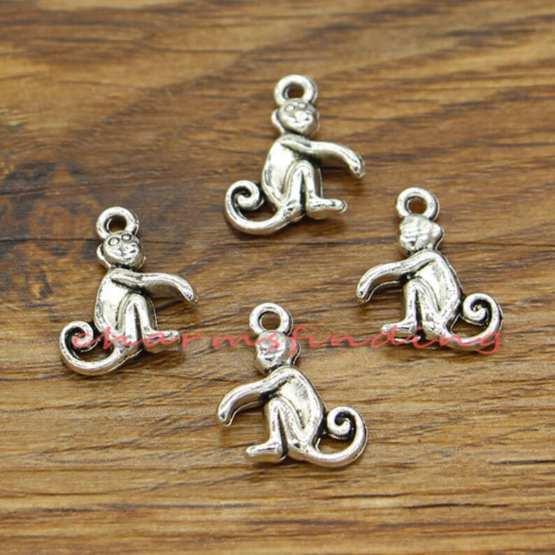 50pcs Monkey Charms Zoo Charms Antique Silver Tone 13x17mm | Etsy