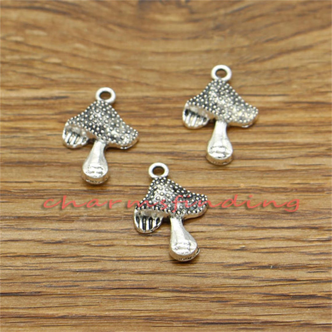 30pcs Mushroom Charms Food Charm Antique Silver Tone 14x20mm Cf3130 - Etsy