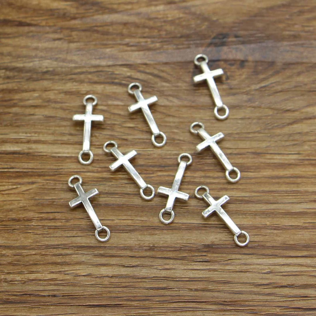 100pcs Cross Connectors Charms Religious Bulk Charms Double Sided ...