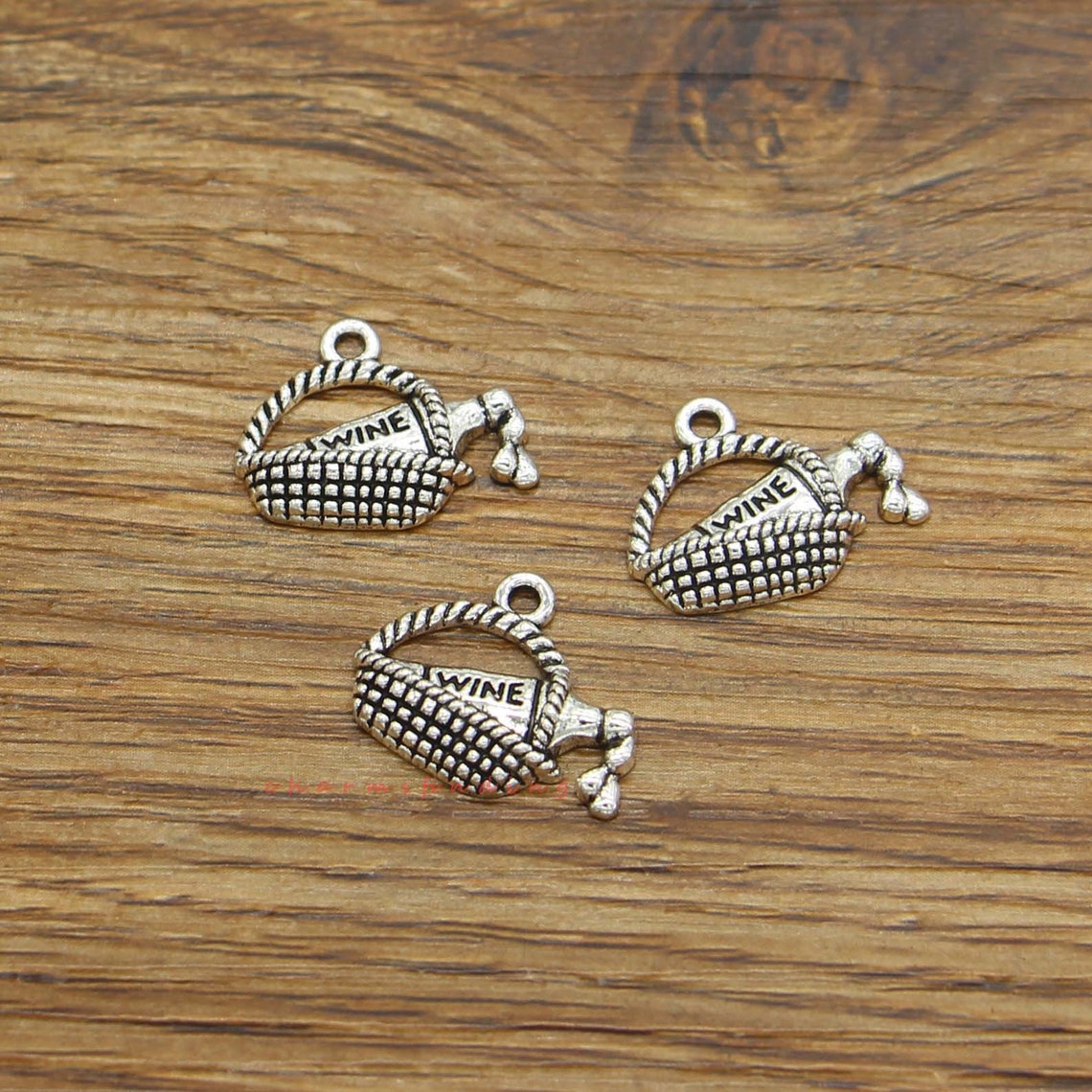30pcs Wine Basket Charms Wine Charm Antique Silver Tone 15x19mm Cf4031 ...