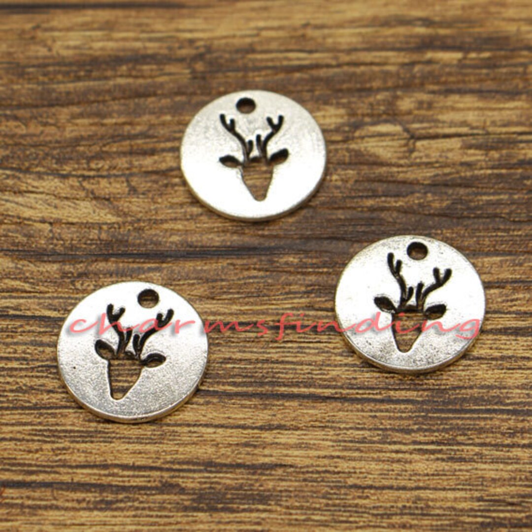 30pcs Reindeer Deer Charms Christmas Charms Antique Silver Tone 18x18mm ...