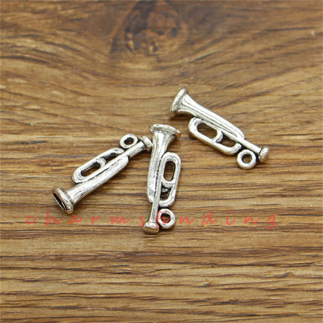 25pcs Trumpet Charms Trombone Charms Antique Silver Tone 23x7mm Cf3472 ...